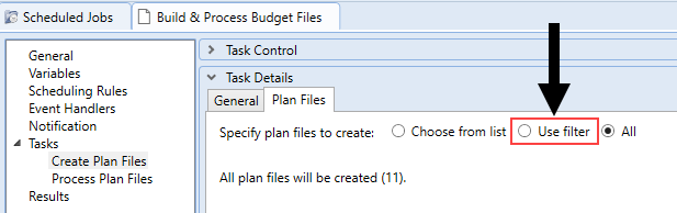 Build plan files using a Scheduler job
