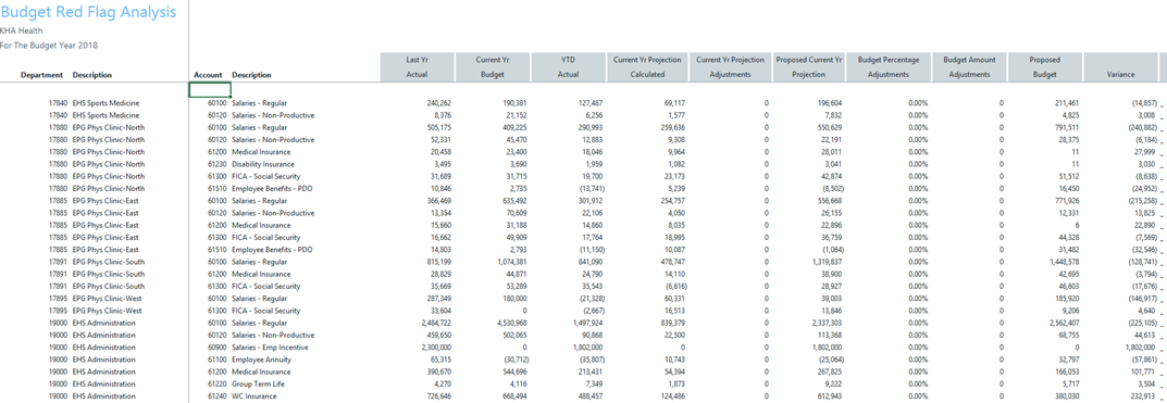 Budget Analysis reports