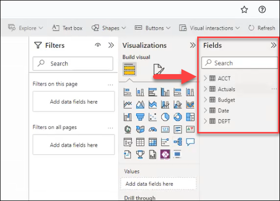 Creating visualization reports from a model