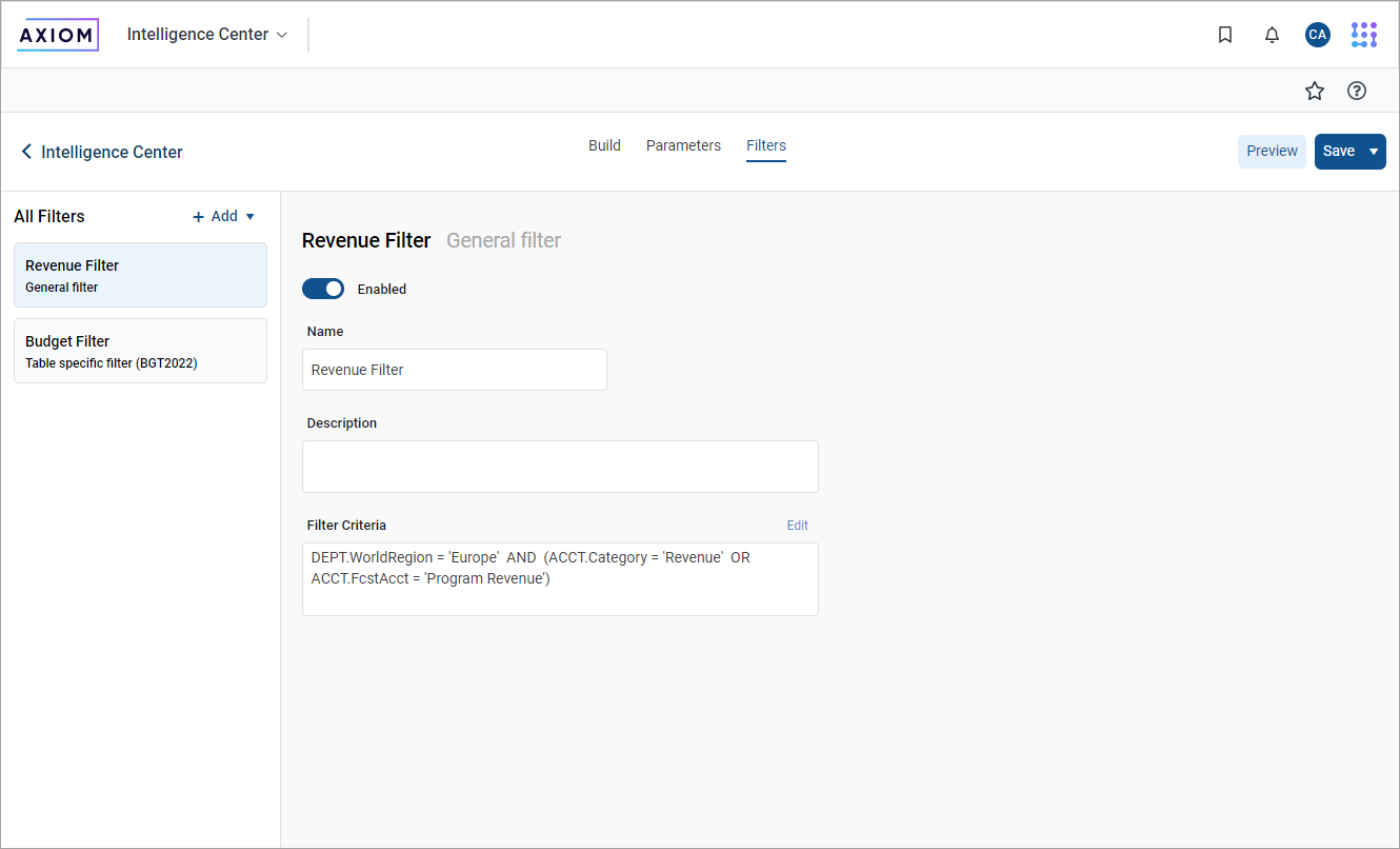 Filter data in web reports