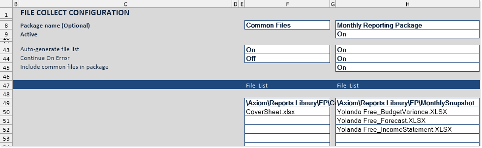 Create and refresh file lists for file collect